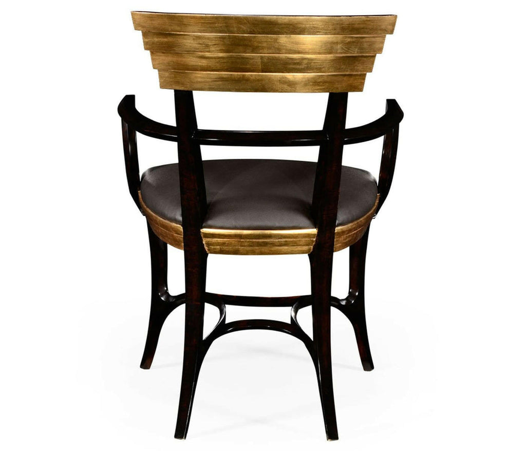 Jonathan Charles Dining Chair with Arms Modernist Stepped in Leather– House of Isabella UK