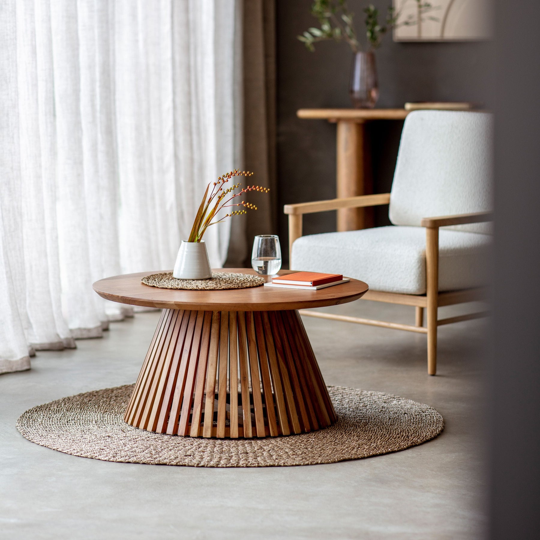 Beer Slatted Coffee Table 800x800x400mm– House of Isabella UK