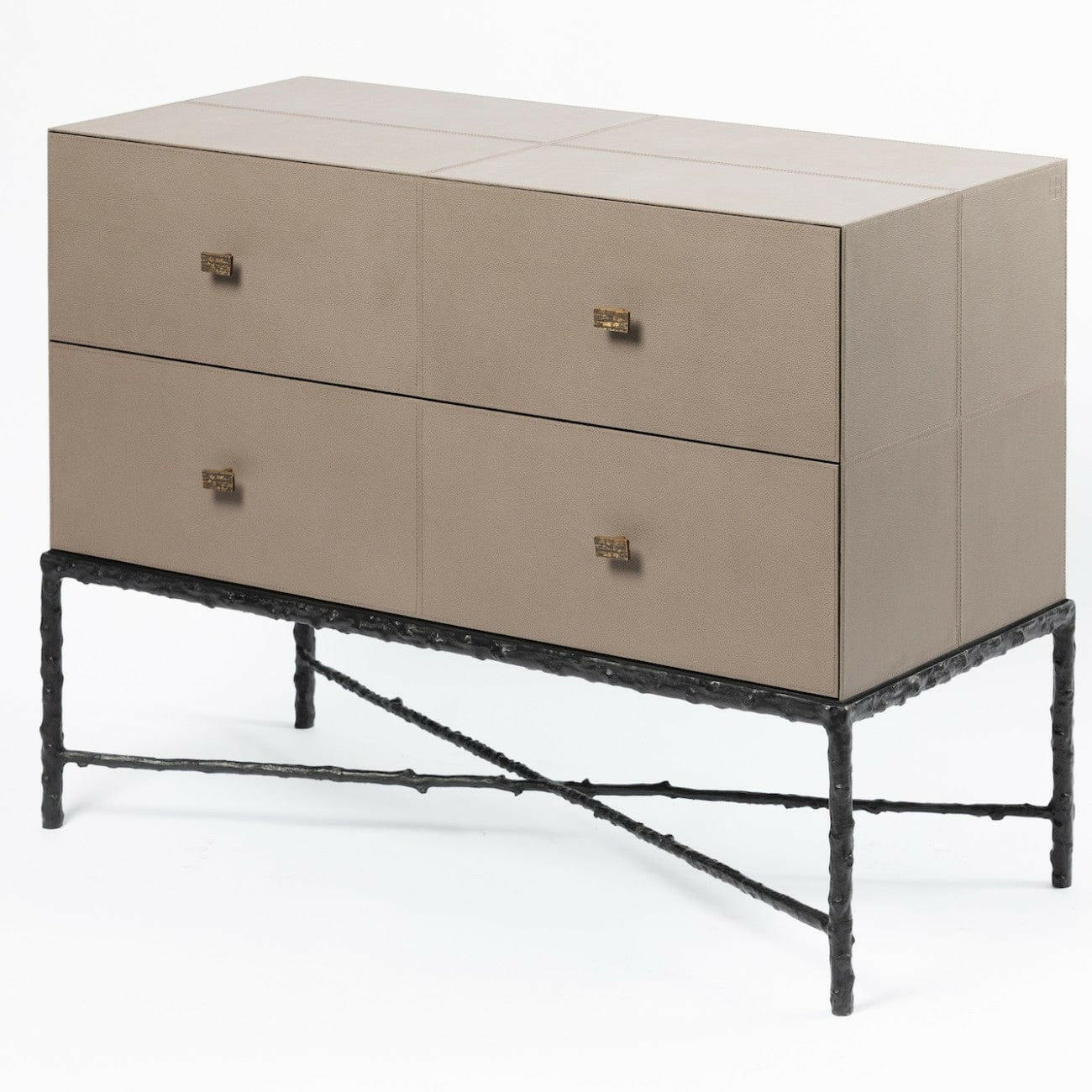 Arun Chest Bronze 2 Drawer Putty Leather– House of Isabella UK