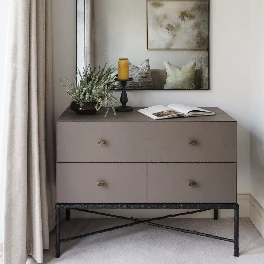 Arun Chest Bronze 2 Drawer Putty Leather– House of Isabella UK