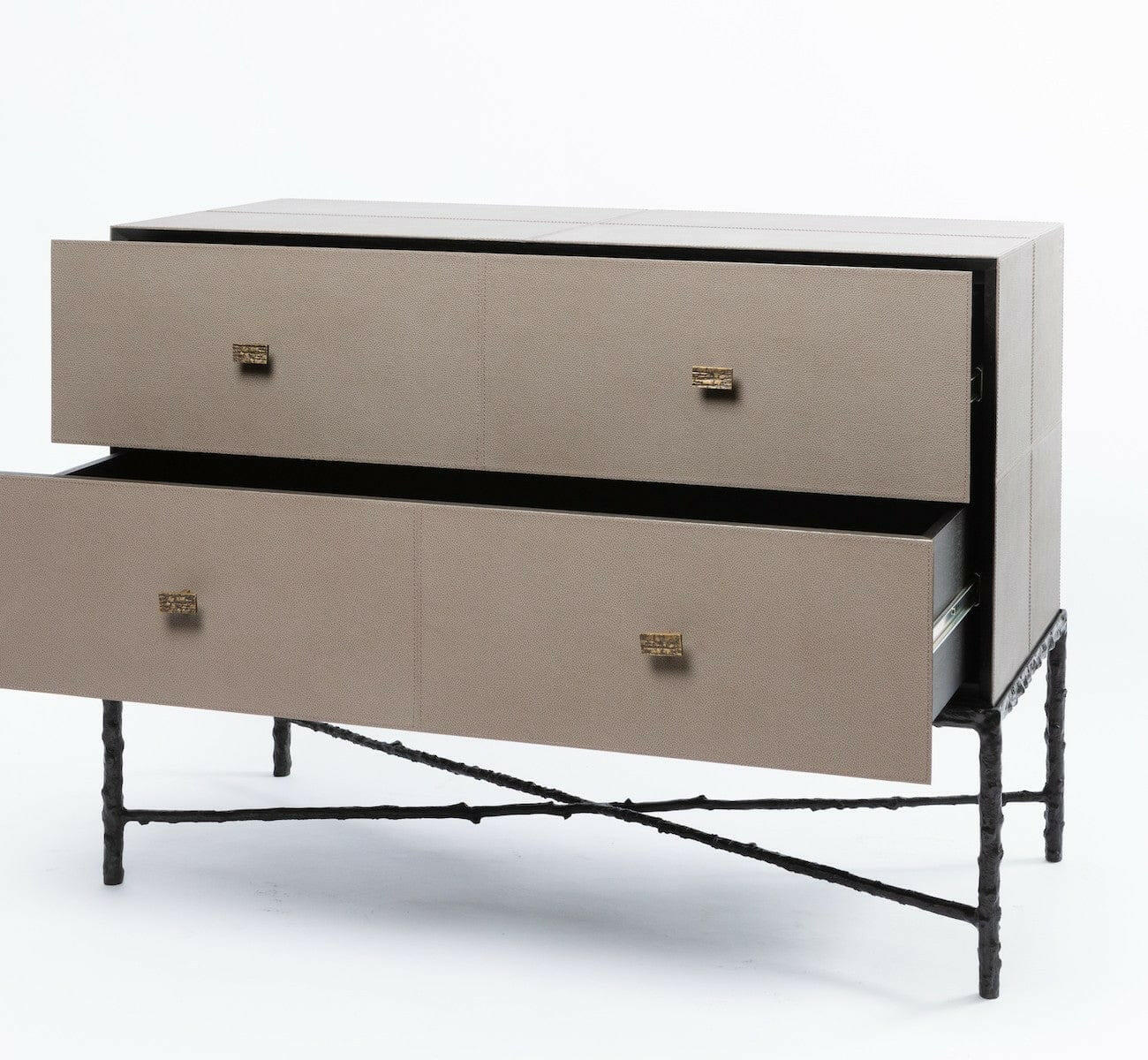 Arun Chest Bronze 2 Drawer Putty Leather– House of Isabella UK