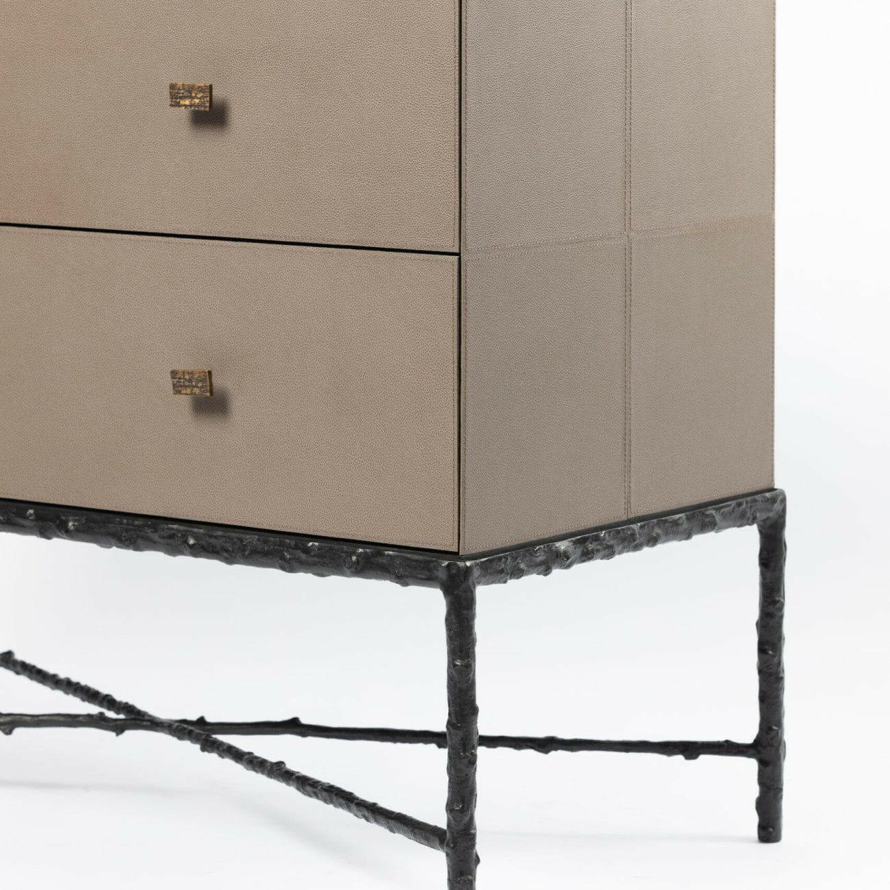 Arun Chest Bronze 2 Drawer Putty Leather– House of Isabella UK