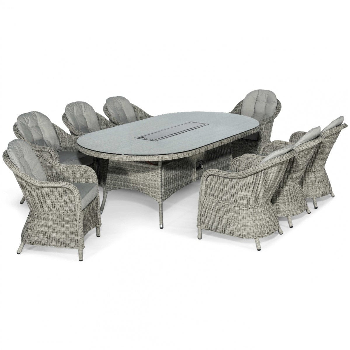 Oxford 8 Seat Oval Fire Pit Dining Set with Heritage Chairs – House of ...