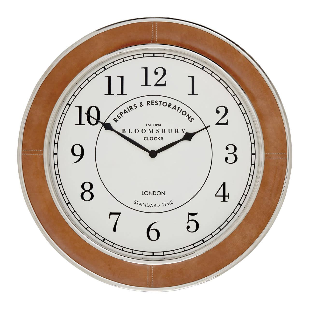 noosa-co-accessories-churchill-tan-genuine-leather-wall-clock-house-of ...