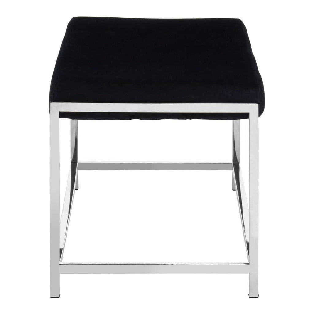 noosa-co-living-allure-black-seat-silver-metal-frame-bench-house-of ...