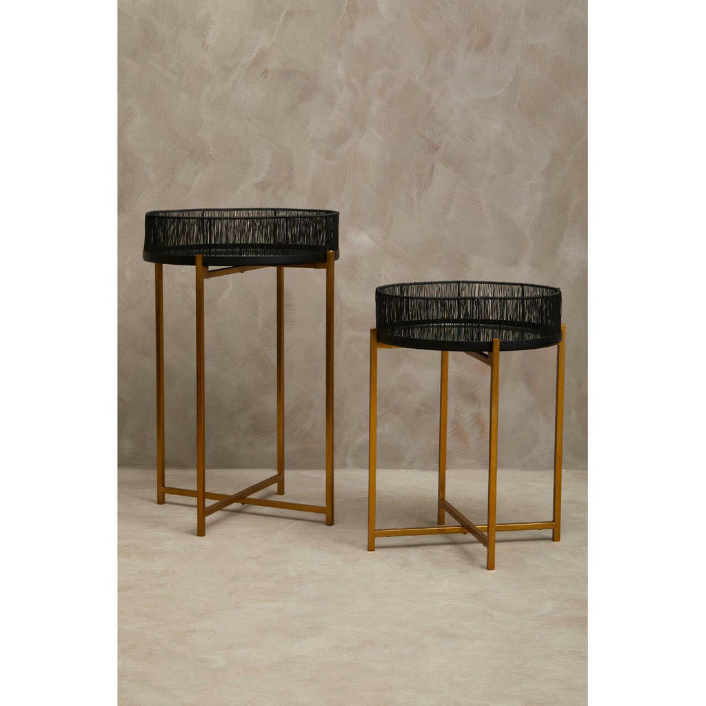 Enzo Set Of Two Black Wire And Gold Frame Tables– House of Isabella UK