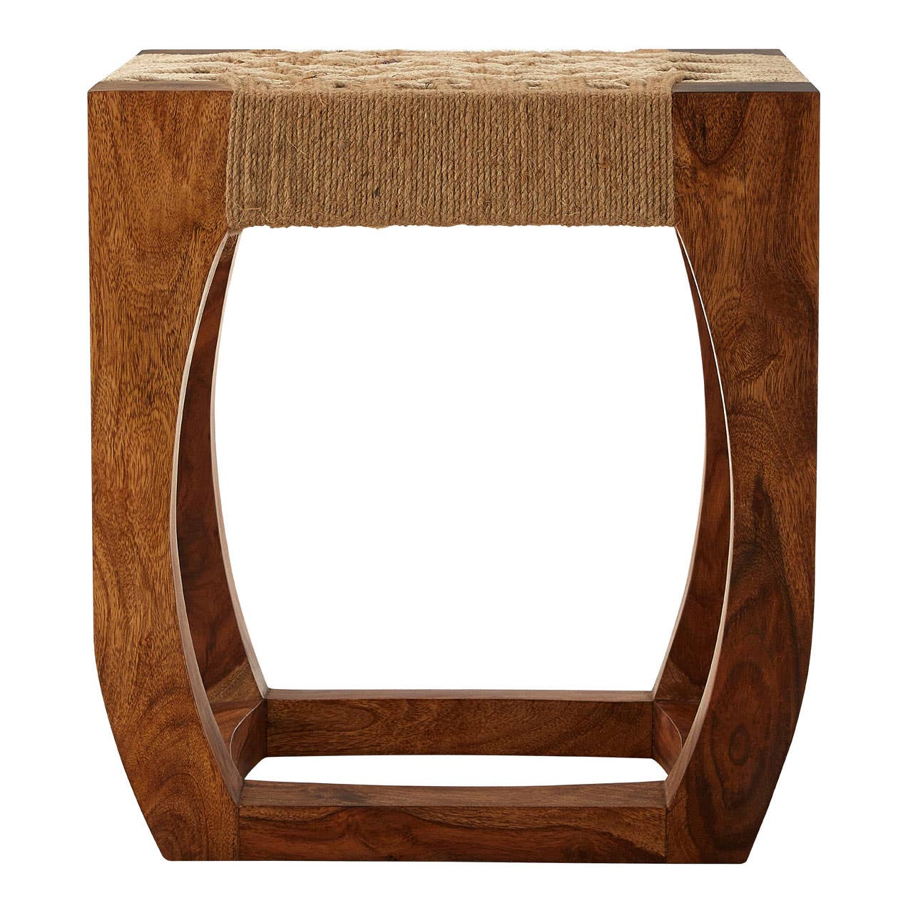 Sheesham Wood And Jute Boho Stool – House of Isabella UK