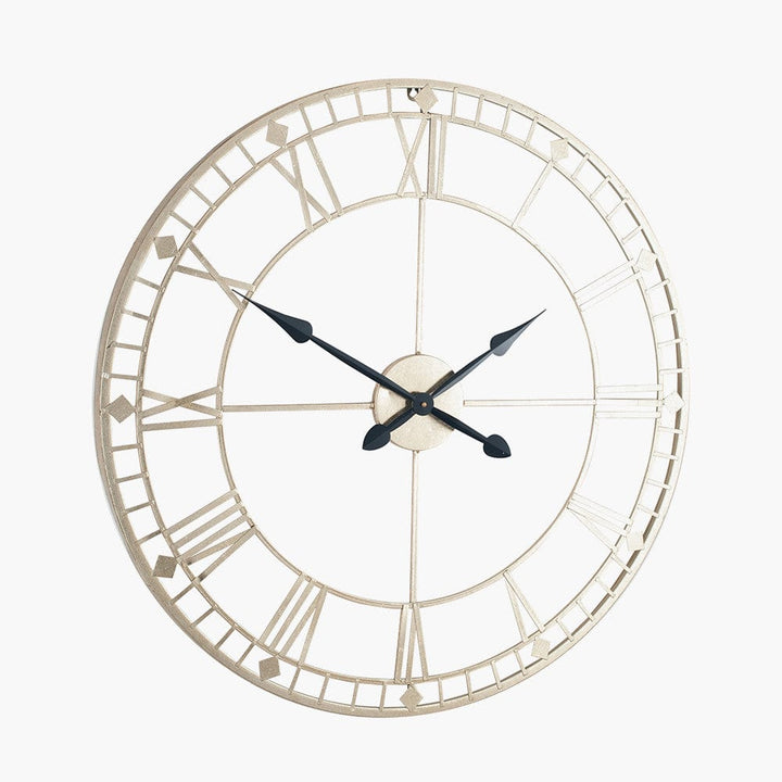 Antique Gold Metal Round Wall Clock – House of Isabella UK