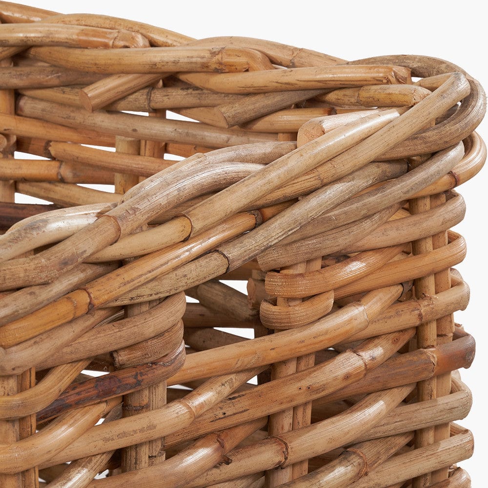 Tobs S/2 Chunky Natural Rattan Square Log Baskets – House of Isabella UK