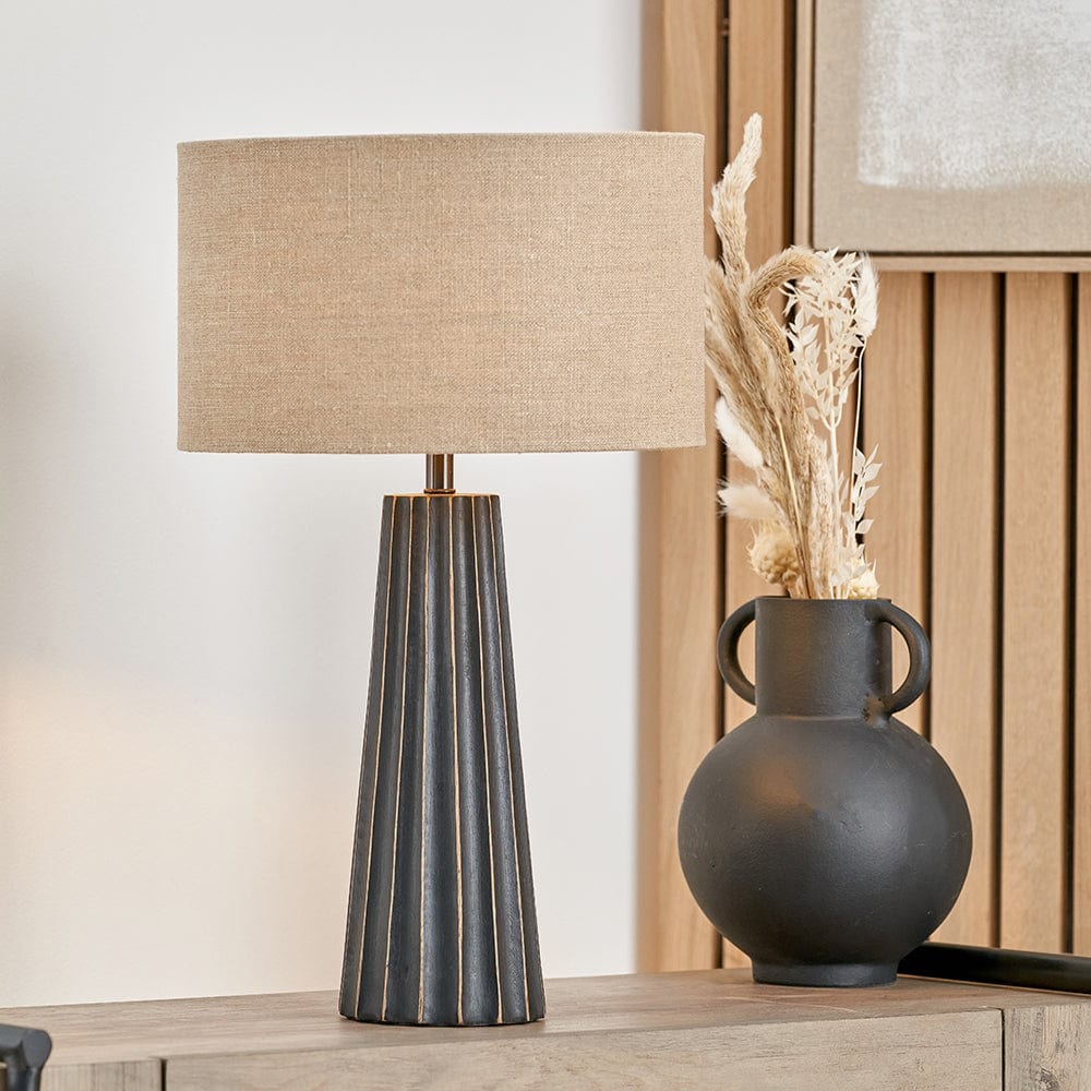 pacific-lifestyle-lighting-draydon-black-wash-mango-wood-textured-cone ...