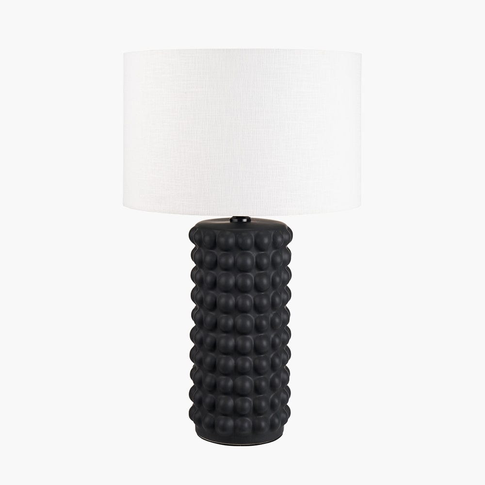 Sohan Black Bobbled Ceramic Tall Table Lamp Base with Lino 40cm White ...