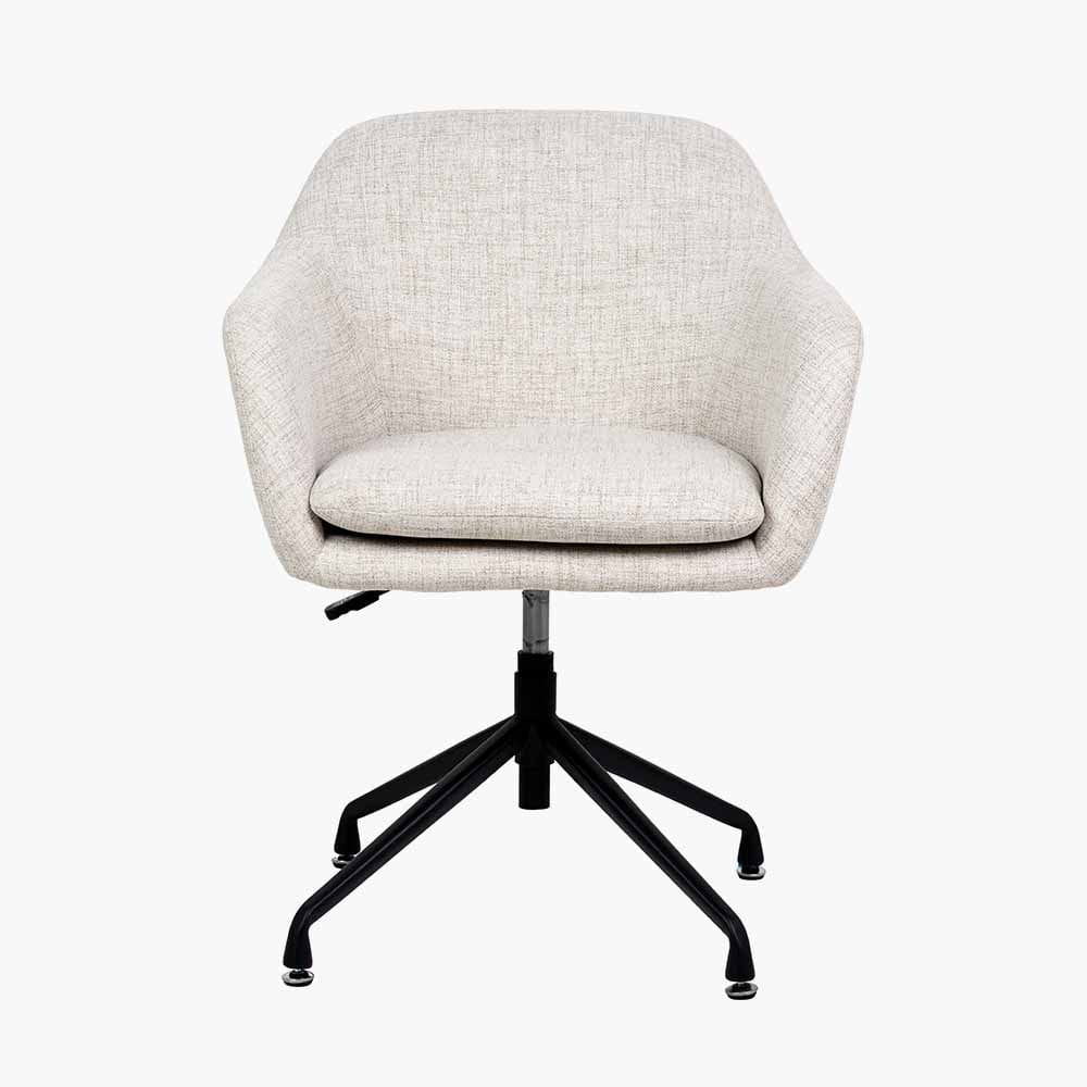 Rosolini Pebble Linen Mix and Black Metal Swivel Rise and Fall Chair ...