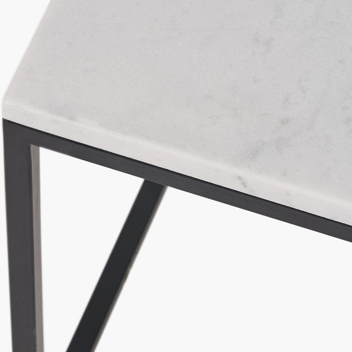 Kalani White Marble and Black Metal Square Coffee Table – House of ...