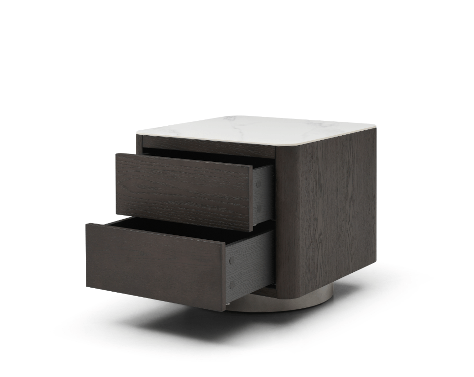 Coin Bedside Table - Smoke Oak– House of Isabella UK