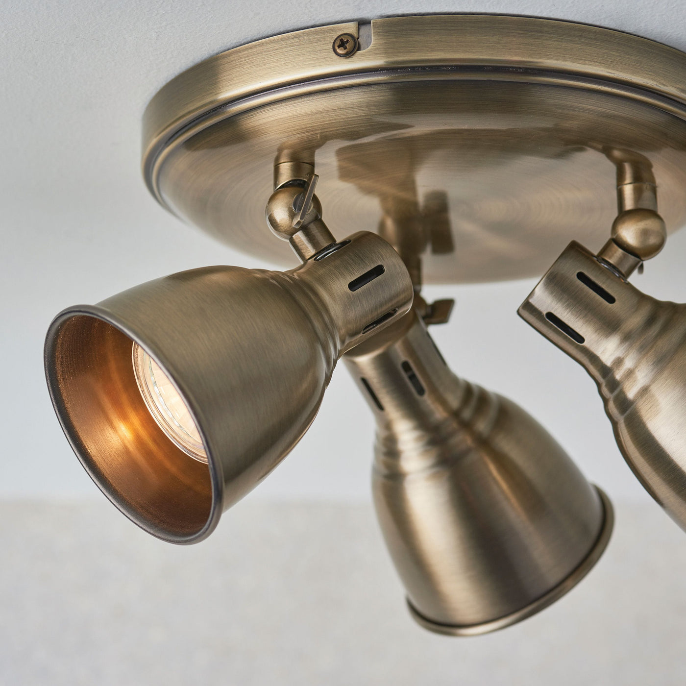 Highbridge 3 Round Ceiling Light Antique Brass– House of Isabella UK