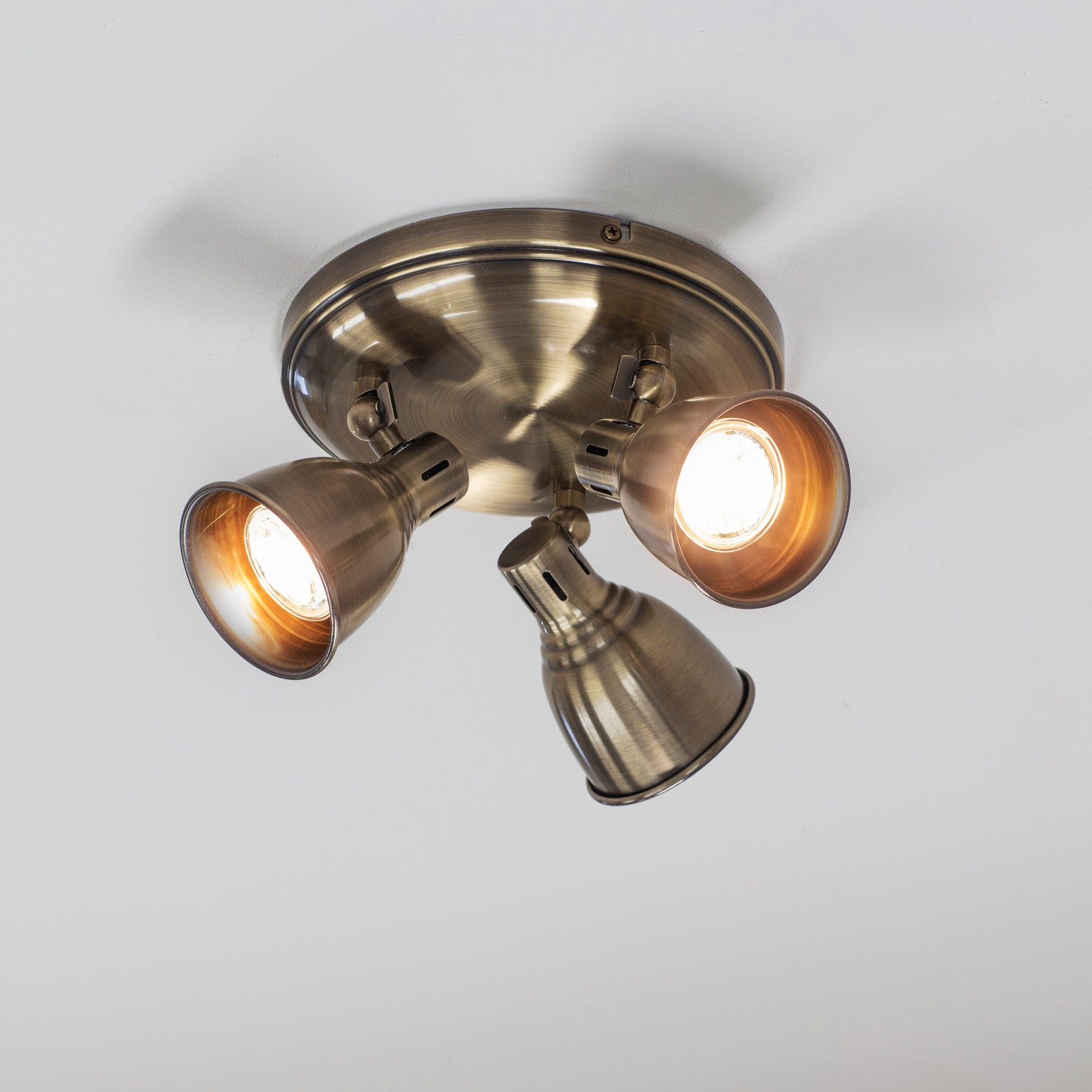 Highbridge 3 Round Ceiling Light Antique Brass– House of Isabella UK