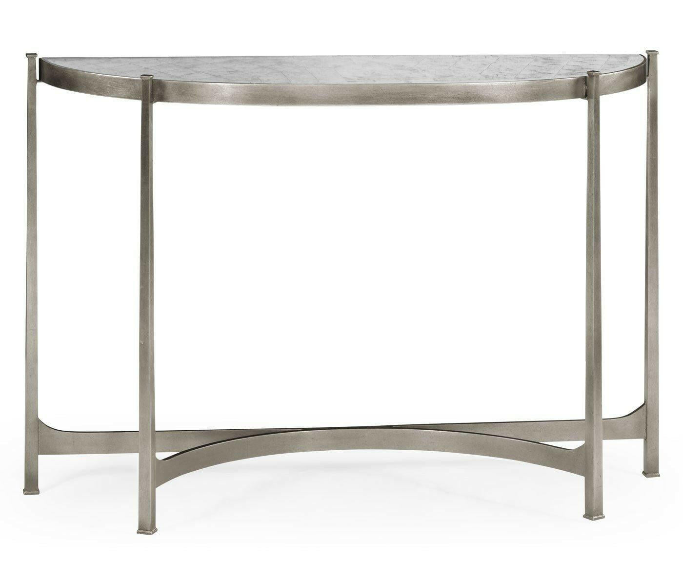Jonathan Charles Large Demilune Console Table Contemporary - Silver– House of Isabella UK